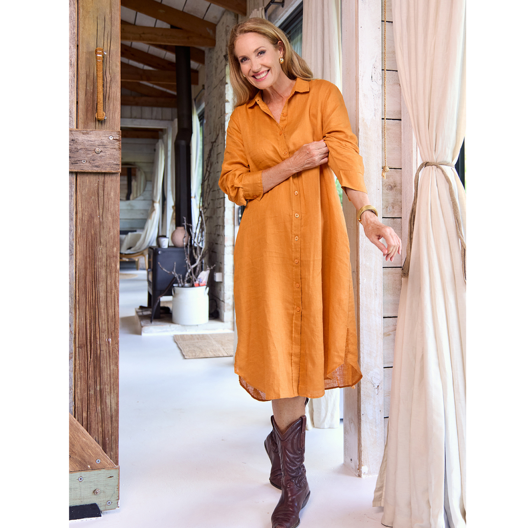 Preorder // Orange Rust Everyday Organic Linen Dress ETA June 9th ...