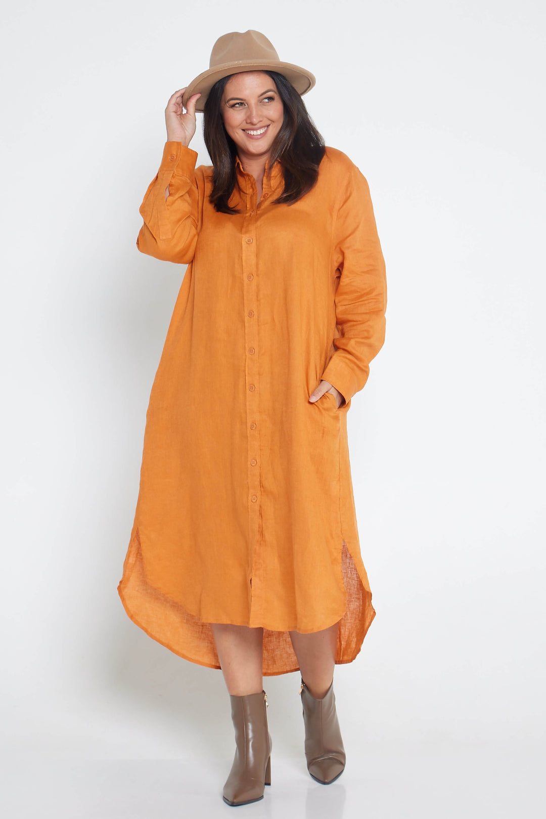 Preorder // Orange Rust Everyday Organic Linen Dress ETA June 9th ...