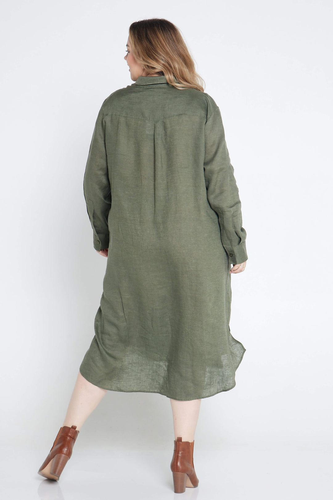 Spinifex Green Everyday Organic Linen Dress | Outback Linen Co