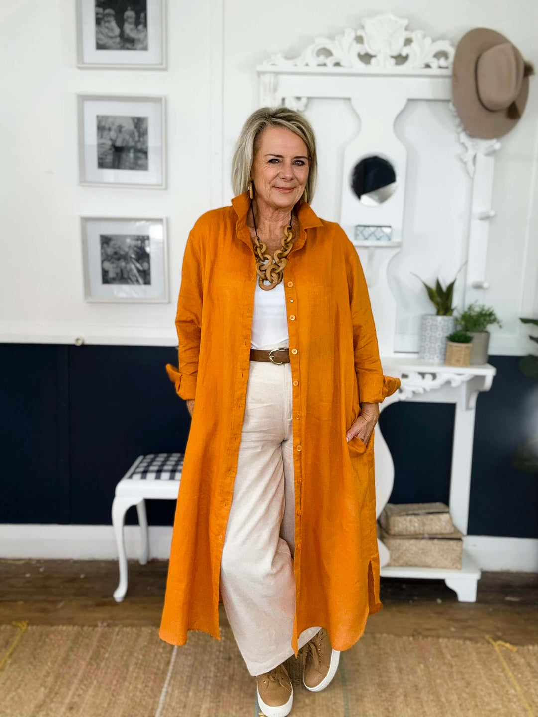 Orange Rust Everyday Organic Linen Dress | Outback Linen Co