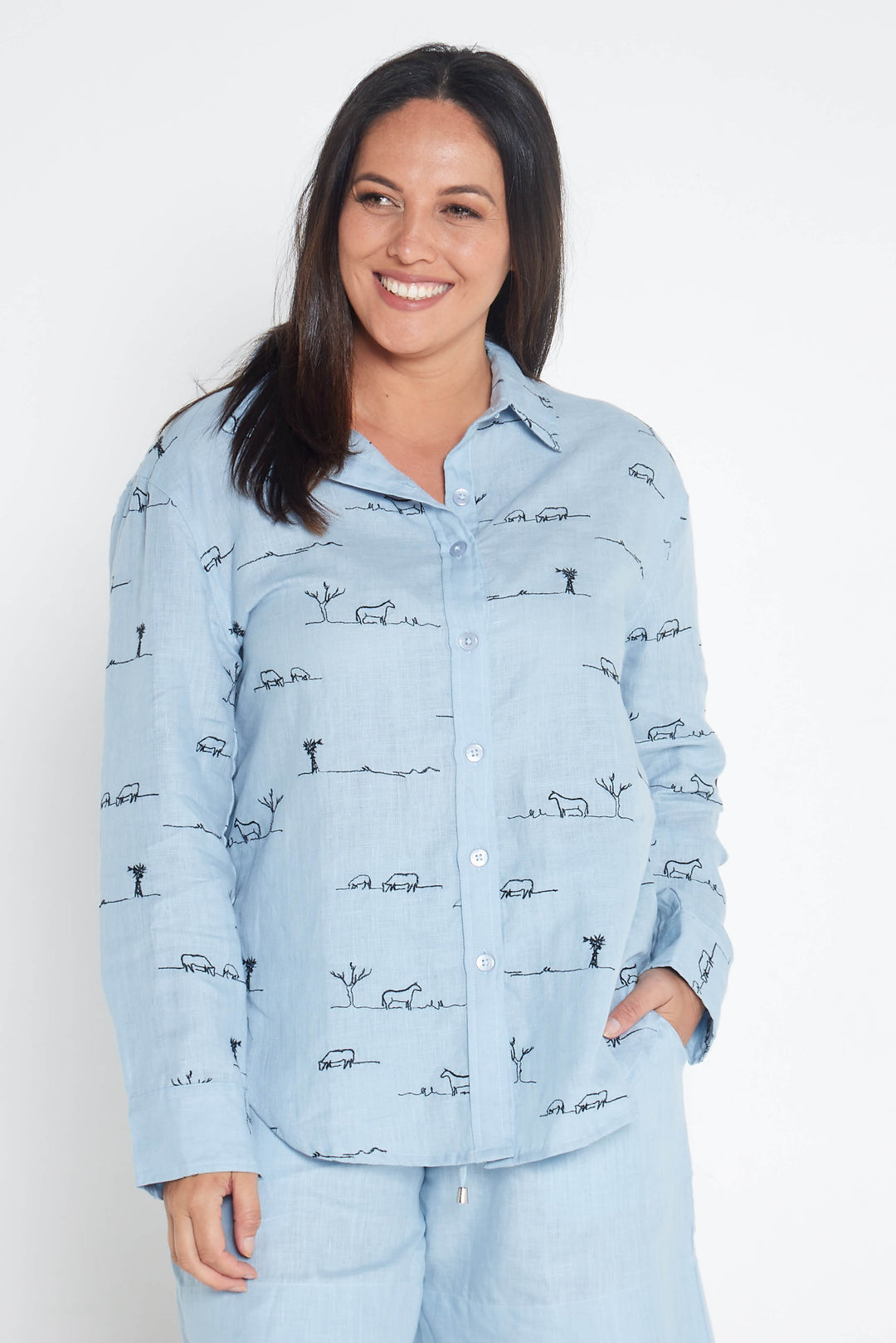 Sky Blue Rural Outback Linen Shirt | Outback Linen Co