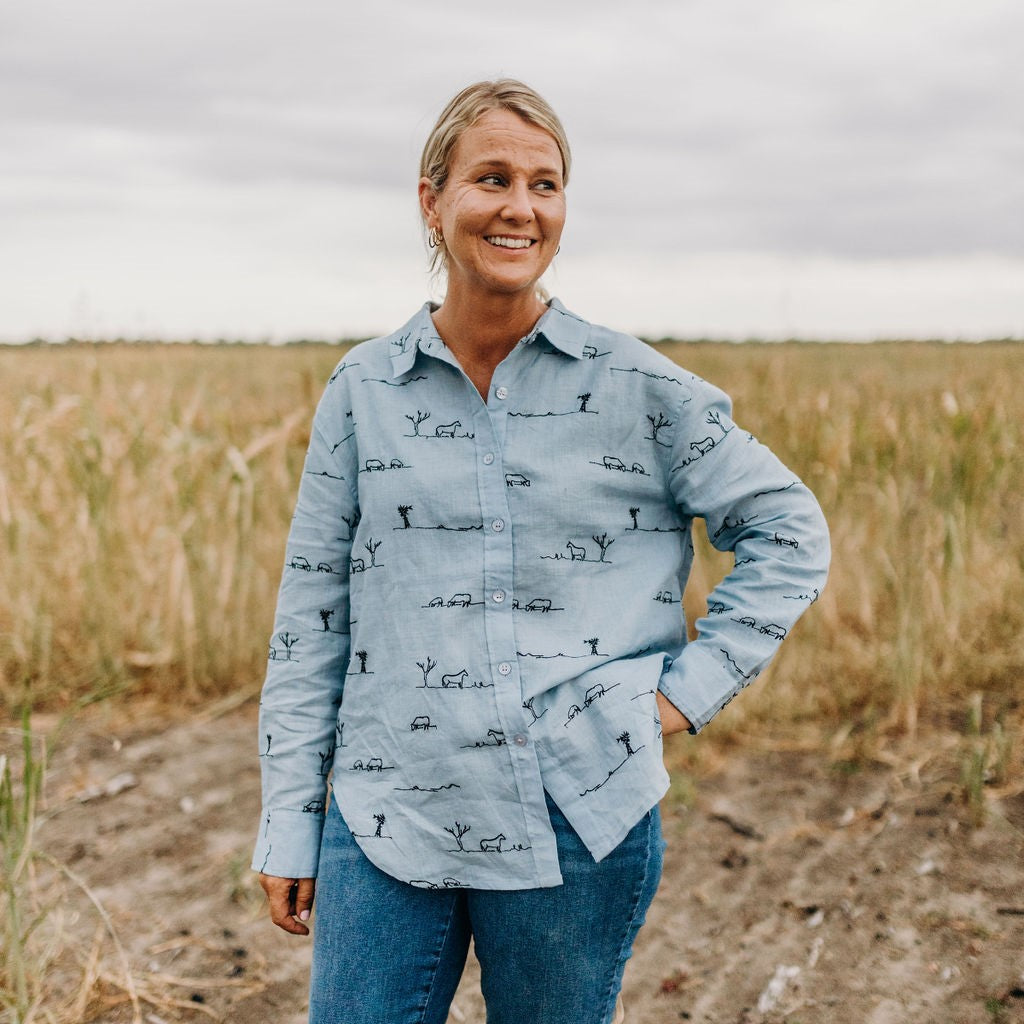 Sky Blue Rural Outback Linen Shirt | Outback Linen Co